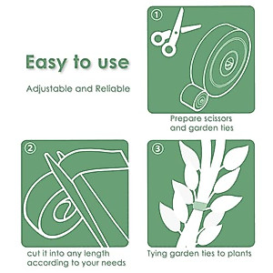plantactic Garden Tie Green Tape, Plant Supports, Gentle On Plants (32.8ft ×1/2 inch, 1 roll, Green)