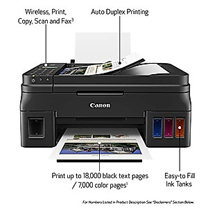 Canon PIXMA G4210 Wireless All-In-One Supertank (Megatank) Printer, Copier, Scan, Fax and ADF with Mobile Printing, Black, One Size (2316C002)
