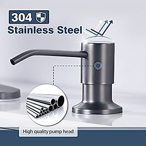 Black Stainless Kitchen Faucet with Pull Down Sprayer WEWE, Single Handle Commercial Modern RV Laundry Stainless Steel Sink Faucet with Soap Dispenser