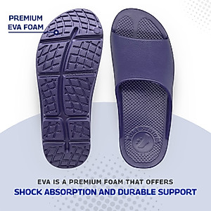 Pure Stride Therapeutic Slides, Orthotic Sandals for Plantar Fasciitis, Metatarsal and Heel Spurs, for Pain Relief and Arch Support of Feet - Navy, Men’s Size 11/Women’s Size 12