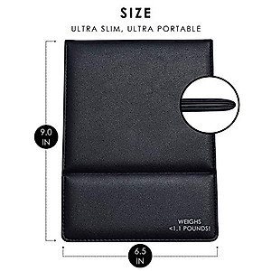 MODESSE Premium Portable Makeup Mirror (Black) | Perfect for Travel, Home Vanity, Office Desk | Large Size, Folding Design with Stand for Tabletop, Vegan Leather | Beauty Gifts for Bridesmaids