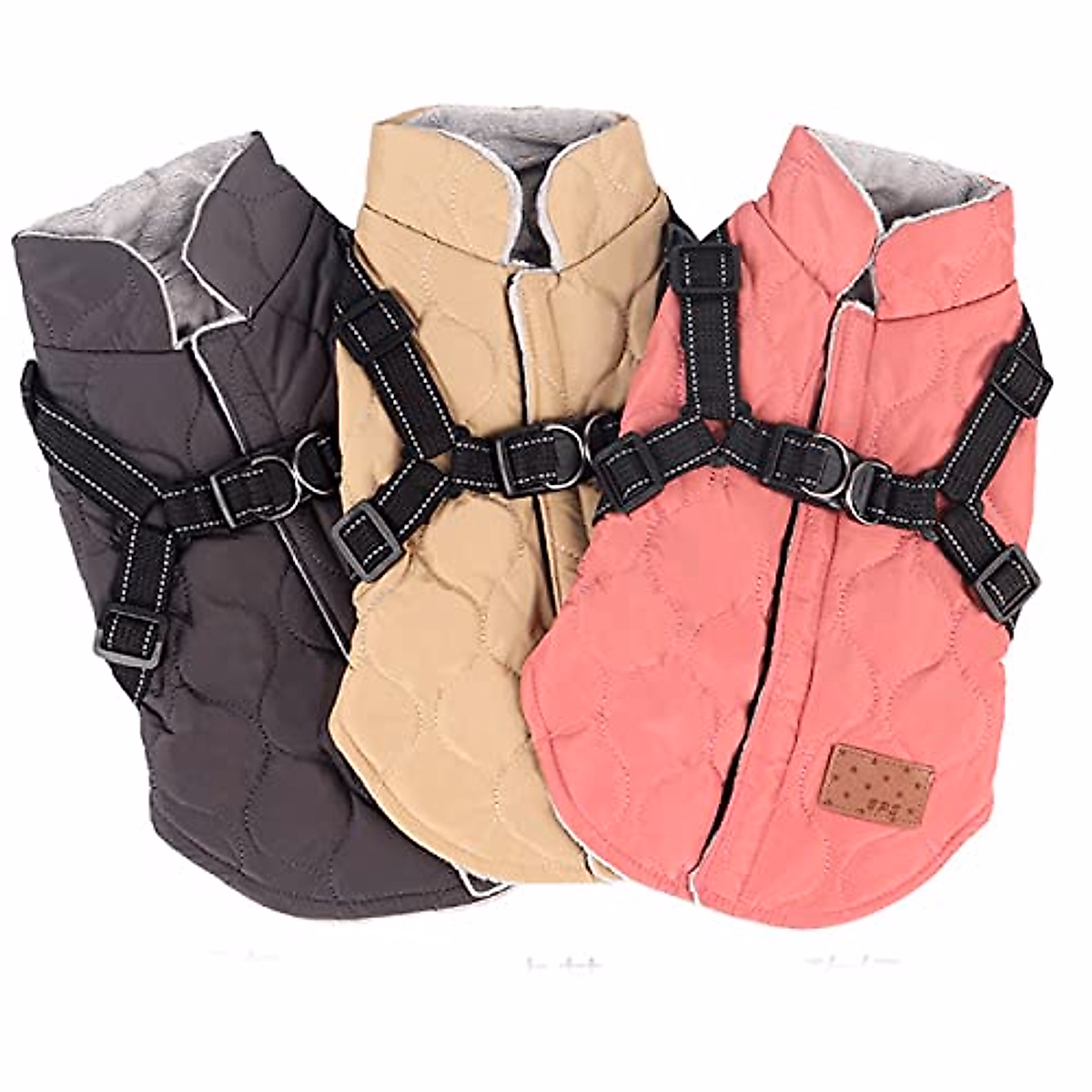 Pet Clothes, Dog Warm Jacket with Harness Winter Puppy 2 in 1 Coat Small Dog Vest Harness with Reflective Costume for Small Medium Dogs (3XL-Rose Red)