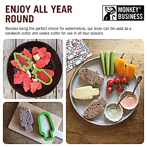 Monkey Business Pepo Watermelon Popsicle Cutter Mold, Stainless Steel Watermelon Slicer, Fun Popsicle Shape Sandwich and Cookie Cutter for Fruits