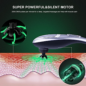 MEGAWISE Handheld Deep Tissue Neck Back Electric Massager for Shoulder, Waist, Leg, 3700 RPM Powerful Motor with 5 +2 Nodes & 5 Speeds, Knotty Muscle, A Little Heavy