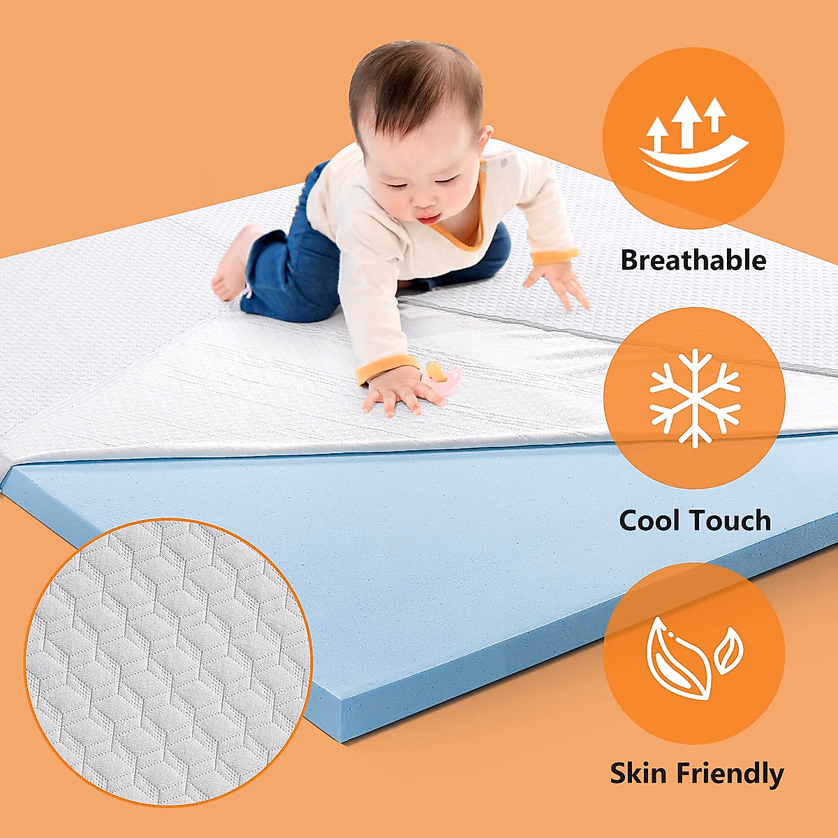 ORTHOMTEX 3 Inch Cooling Gel Memory Foam Mattress Topper Super Twin XL Size Bed,Removable Soft Cover, Comfort Body Support - Pressure Relief