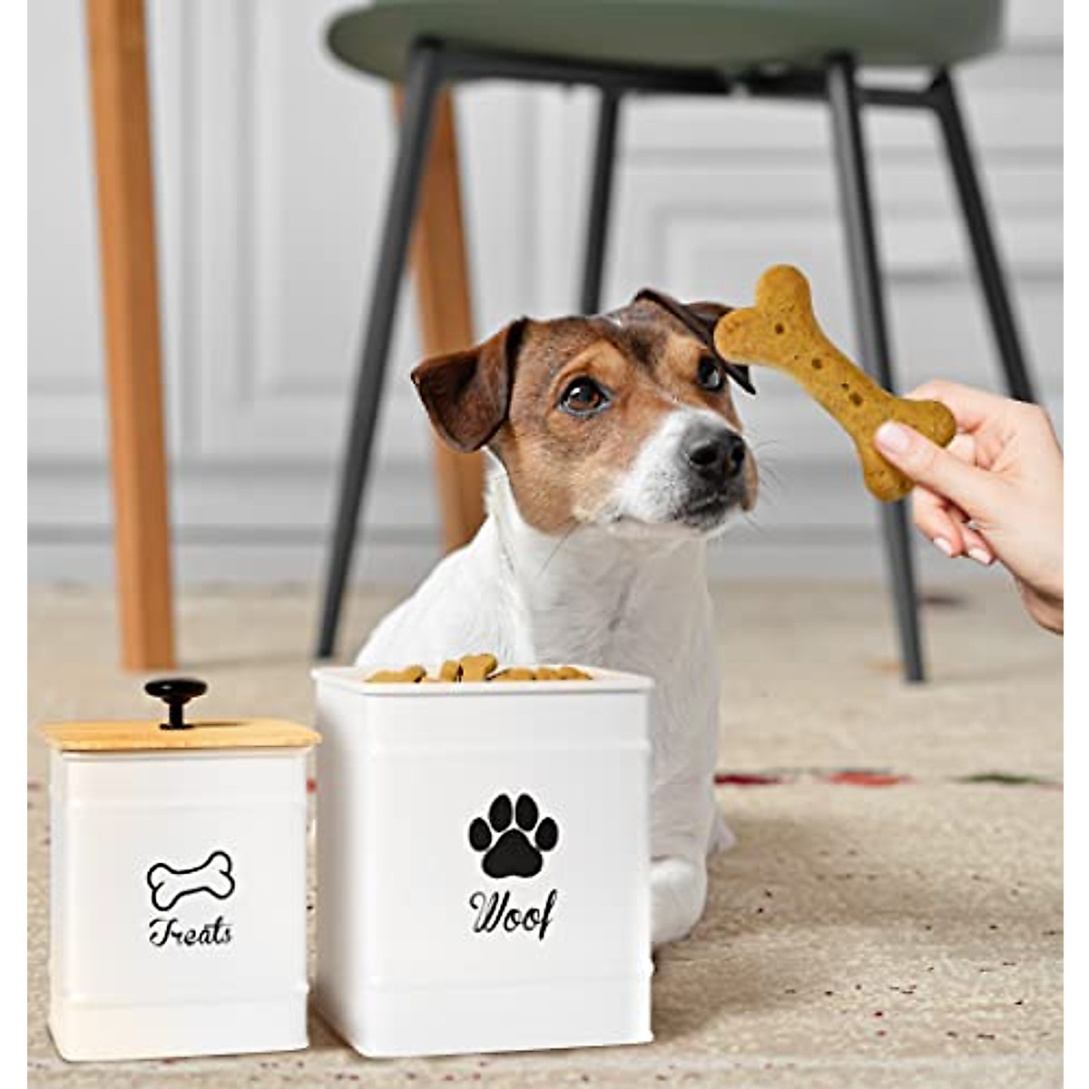 Dog Treat Container Airtight Set of 2 - 8x6" & 7x5" Dog Treat Jars with Lids Airtight - Dog Treat Jars for Kitchen Counter - Dog Treat Canister - Big Dog Cookie Jar Dog Treat Jar - Pet Treat Container