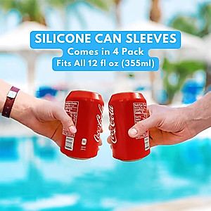 [4 Pack] Can Covers that Look Like Soda, Silicone Sleeves for Cans, Can Wraps, Fits All 12FL OZ 355ml