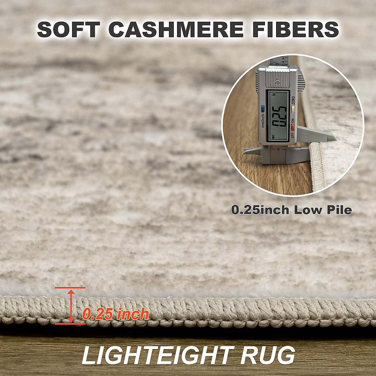 8x10 Area Rugs for Living Room Rug Washable Abstract: Large Rugs for Dining Room Bedroom Carpet Farmhouse Non Slip Low Pile Pet Friendly Area Rug 8 by 10 Indoor - Light Brown