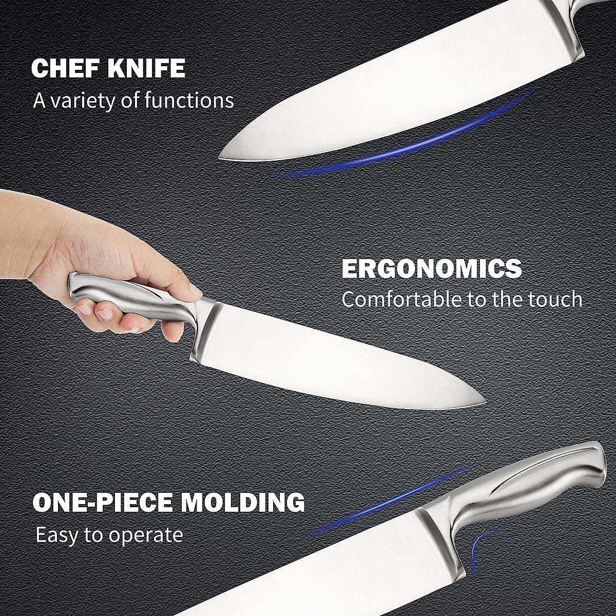 GOOD HELPER 15 Piece Kitchen Knife Sets with Wooden Block High Carbon Stainless Steel Knife Set Sharp Chef Knife Set Shears Steak Knives Utensils Dishwasher Safe Utility Knife