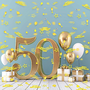 Skylety 3000 Pieces Happy Anniversary Confetti Party Decoration Scatter Confetti Metallic Foil Table Decorations for Anniversary Party DIY Arts Crafting Supplies(Gold)