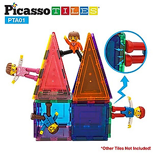 PicassoTiles Magnetic 4 Family Action Figures Toddler Toy Magnet Expansion Pack Educational Add-on STEM Learning Kit Toys Pretend Playset for Construction Building Block Tiles Child Brain Development
