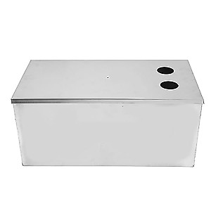 3 Stage Filtration Grease Trap, Stainless Steel Grease Interceptor 50x25cm Dual Holes, Heavy Duty Oil Water Separator for Home Kitchen, Petrochemical, with Large Capacity and