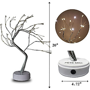pete mici 108 LED Tabletop Bonsai Tree Light 20’’ Warm White Artificial Fairy Light Tree Battery/USB Operated Twinkling Tree Lamp for Christmas Wedding Home Decoration