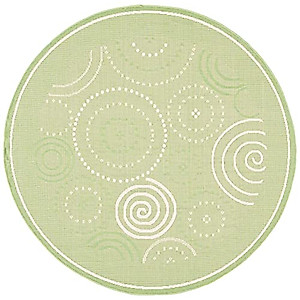 SAFAVIEH Courtyard Collection 5'3" Round Olive / Natural CY1906 Indoor/ Outdoor Waterproof Easy-Cleaning Patio Backyard Mudroom Area-Rug