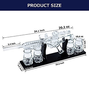 Blaster Force Gun Whiskey & Wine Decanter Set Glasses - Energized Particle Weaponry Elegant Decanter 24" - 4 Trooper Shot Glasses & Mahogany Wooden Base The Wine Savant (20 OZ) Gifts for Dad
