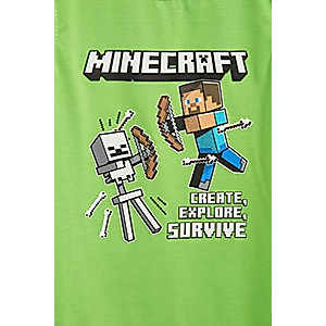 Minecraft Boys Creepers 3 Piece T-Shirt Tank Top Short Set (Gray Heather, 4)