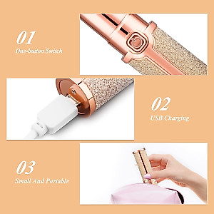 CkeyiN Electric Eyebrow Trimmer for Women, Portable Rechargeable Facial Hair Removal Epilator with LED Light