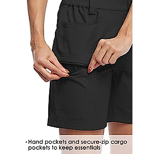 Willit Women's Shorts Hiking Cargo Golf Shorts Outdoor Summer Shorts with Pockets Water Resistant Black M
