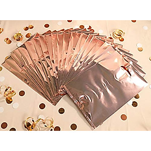 UNIQOOO 60 Metallic Foil Rose Gold Wedding Favor Bags, Party Treat Bags Bulk, Gift Candy Cookie Buffet Bags, Great for Wedding, Baby Shower, Birthday Party, Events, Celebrations - 9 3/4” x 6 1/2