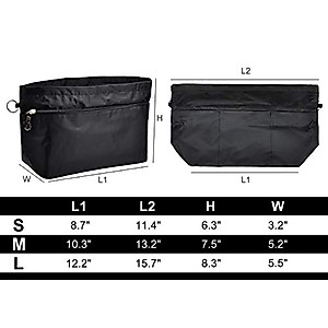 Vercord Purse Organizer Insert Bag Tote Handbags Pocketbook Inserts Organizers Zipper 11 Pockets Black Large