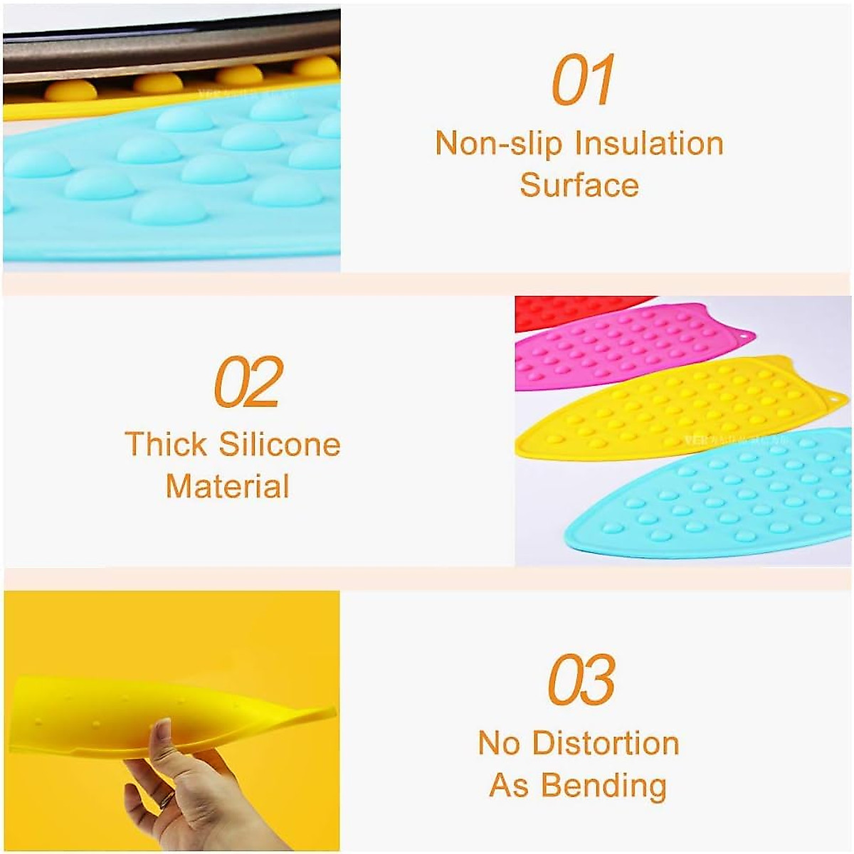 Silicone Anti Slip Iron Rest Pad, Iron Rest for Ironing Board Portable Ironing Stand for Travel and Mini Quilting Iron Use Hot Safety Ironing Rest Pad (yellow)