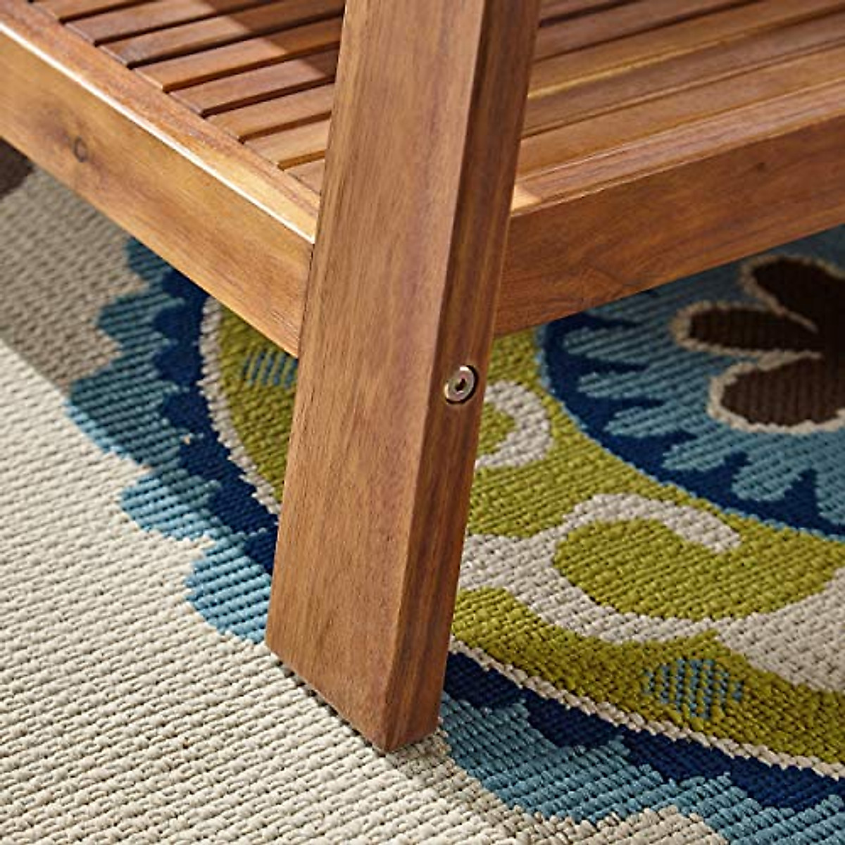 Great Deal Furniture Christian Outdoor Teak Finished Acacia Wood Loveseat and Coffee Table Set with Beige Water Resistant Cushions