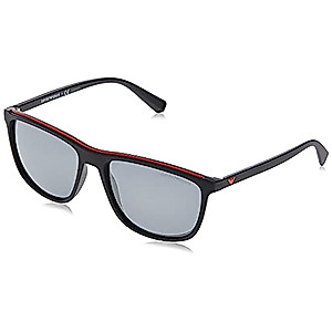 Emporio Armani Sunglasses Black Frame, Light Grey Black Mirror Lenses, 57MM