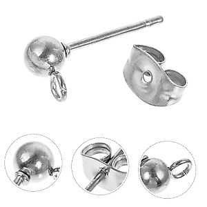 TEHAUX DIY Earrings Set 40pcs Round Bead Ear Studs Stainless Steel Jewelry Pierced Earing Studs for Women Men