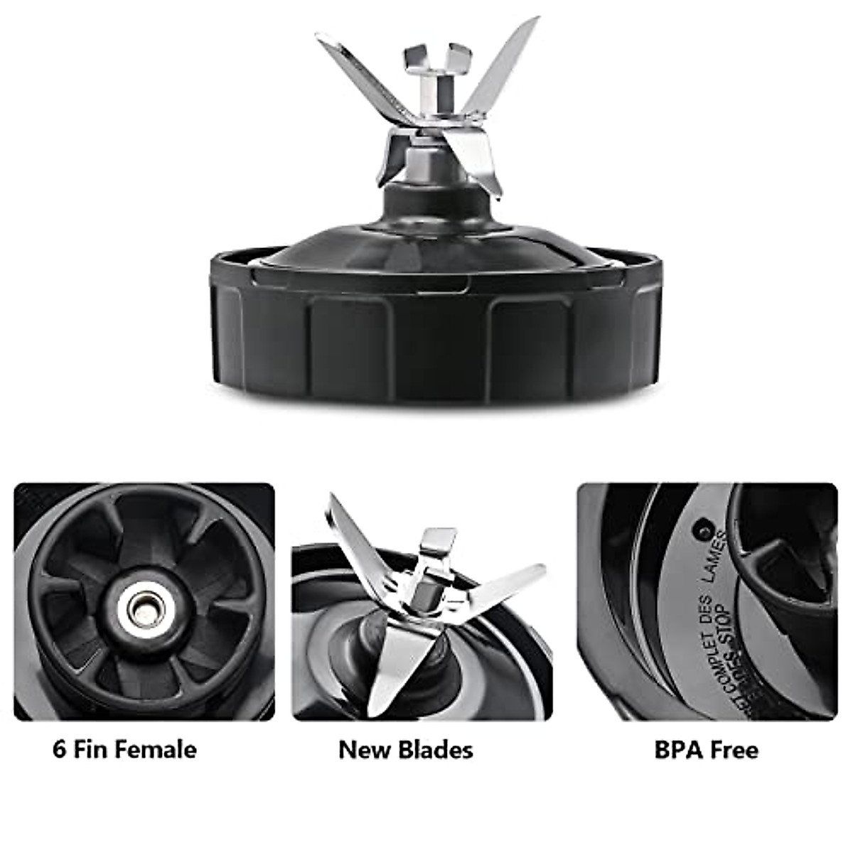 Ninja Blender Replacement Parts – Premium Ninja Blender Blade 6 Fin – Heavy Duty Stainless Steel and Food-Grade Plastic for Smoothie Cup – Leakproof Sealing Ring