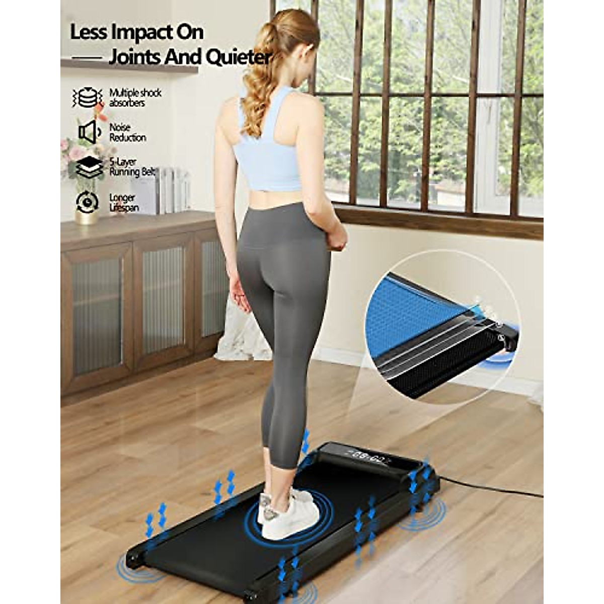 Under Desk Treadmill - 2 in 1 Walking Pad Treadmill of Compact Space, 2.5HP Quiet Desk Treadmill with Remote Control, LED Display, Portable Treadmill for Home Office…