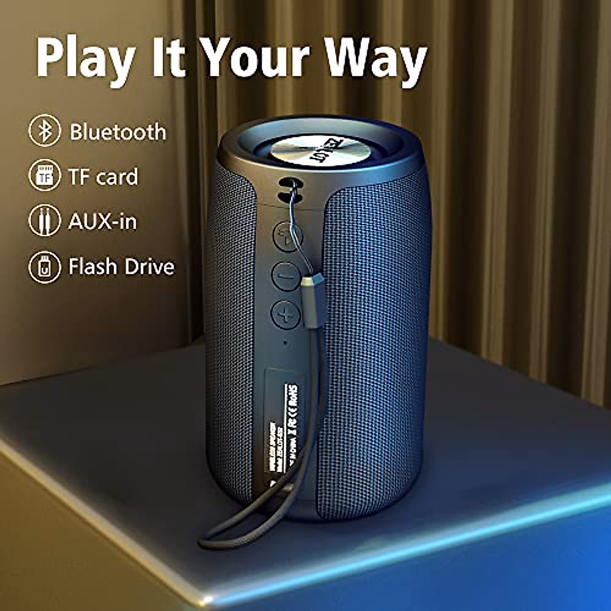 ZEALOT Portable Bluetooth Speakers, Waterproof Speaker IPX5, Mini Wireless Speaker, S32 Upto 12H Playtime, Stereo Pairing, MIC/TF Card/USB/AUX for Home/Outdoor Competible for iOS Andriod Black