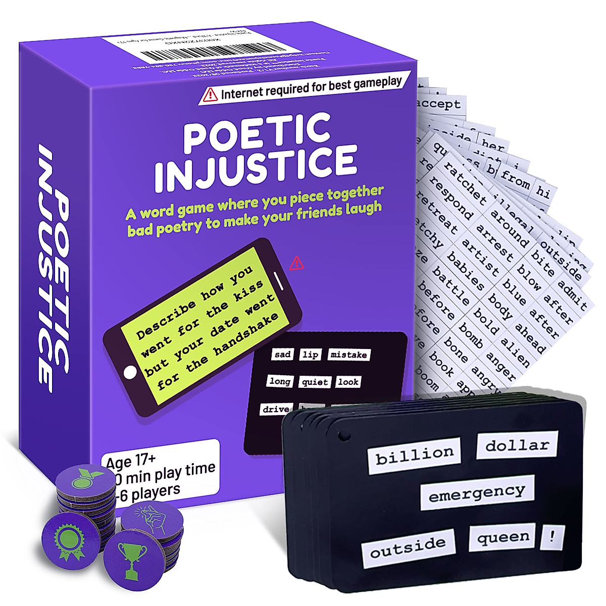 Poetic Injustice - A Word Game Where You Make Bad Poetry for Laughs - Funny Magnetic Notes Game and Fun Party Game for Ages 17+ - Family Game Night Magnet Word Games
