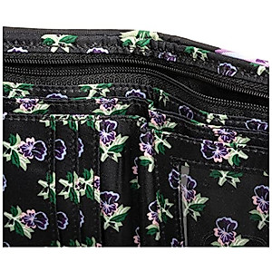 Vera Bradley Women's Performance Twill Riley Compact Wallet With RFID Protection, Floating Plum Pansies, One Size