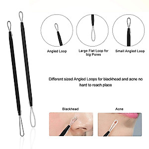 Pimple Popper Tool Kit, Aooeou 10 Pcs Professional Blackhead Extractor with Metal Case - Easy Removal for Pimples, Blackheads, Zit Removing, Forehead and Nose(Black)