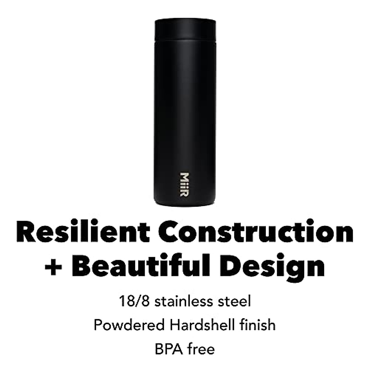 MiiR, 360 Traveler, Stainless Steel Double-Wall Vacuum Insulated Tumbler, Black, 16 Fluid Ounces