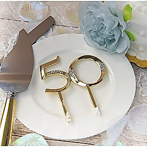 Simplicity Plastic Gold 50th Wedding Anniversary Cake Topper, 4.3" L x 5.4" H