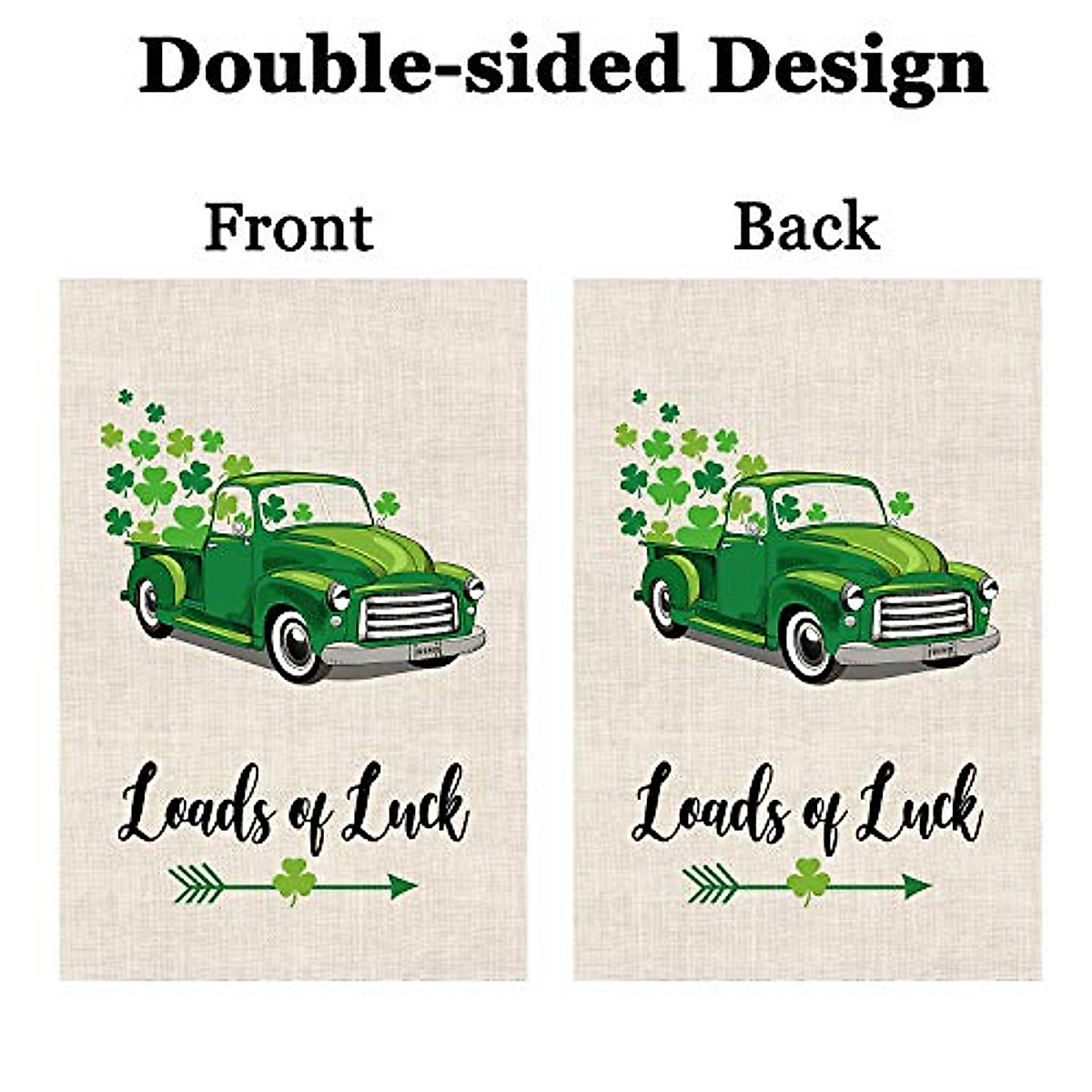 PTFNY St. Patrick's Day Garden Flag Truck Loads of Luck Clovers Irish Green Shamrocks Saint Patrick's Day Yard Flags Double Sided 12 x 18 Inch St. Patty's Outdoor House Yard Lawn Decorations