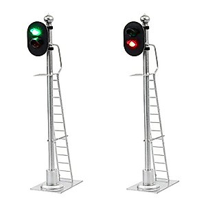 JTD433GR 2PCS Model Railroad Train Signals 2-Lights Block Signal 1:43 O Scale 12V Green-Red Traffic Lights for Train Layout New