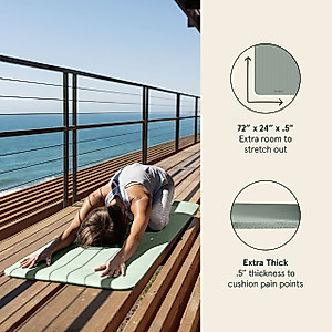 Retrospec Solana Yoga Mat 1/2" Thick w/Nylon Strap for Men & Women - Non Slip Excercise Mat for Yoga, Pilates, Stretching, Floor & Fitness Workouts, Sage