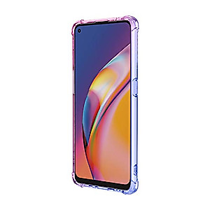 Chengmi ZMONE Phone Case for Oppo Reno 5 LiteOppo A94 4G F19 Pro Case with Screen Protector 2 Pack, Clear Gradient Soft TPU Bumper Slim AntiScratch Shockproof Protective Cover BluePink