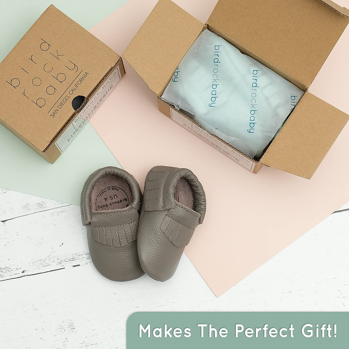 BirdRock Baby Moccasins - 30+ Styles for Boys & Girls! Every Pair Feeds a Child (US 5.5, Brown)