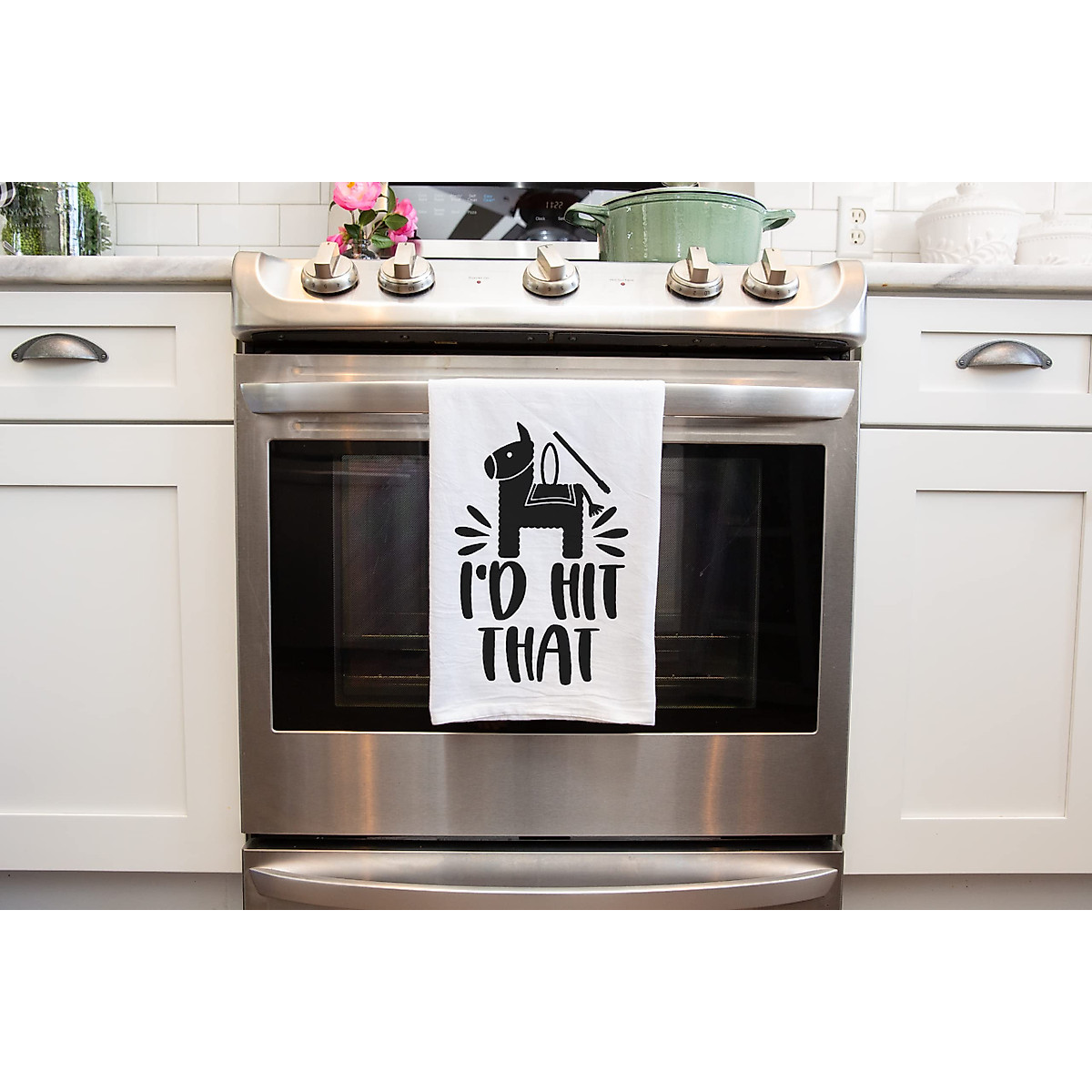 Handmade Funny Kitchen Towel - 100% Cotton Cheeky Pinata Hand Towel - 28x28 Inch Perfect for Chef Housewarming Christmas Mother’s Day Birthday Gift (I'd Hit That)