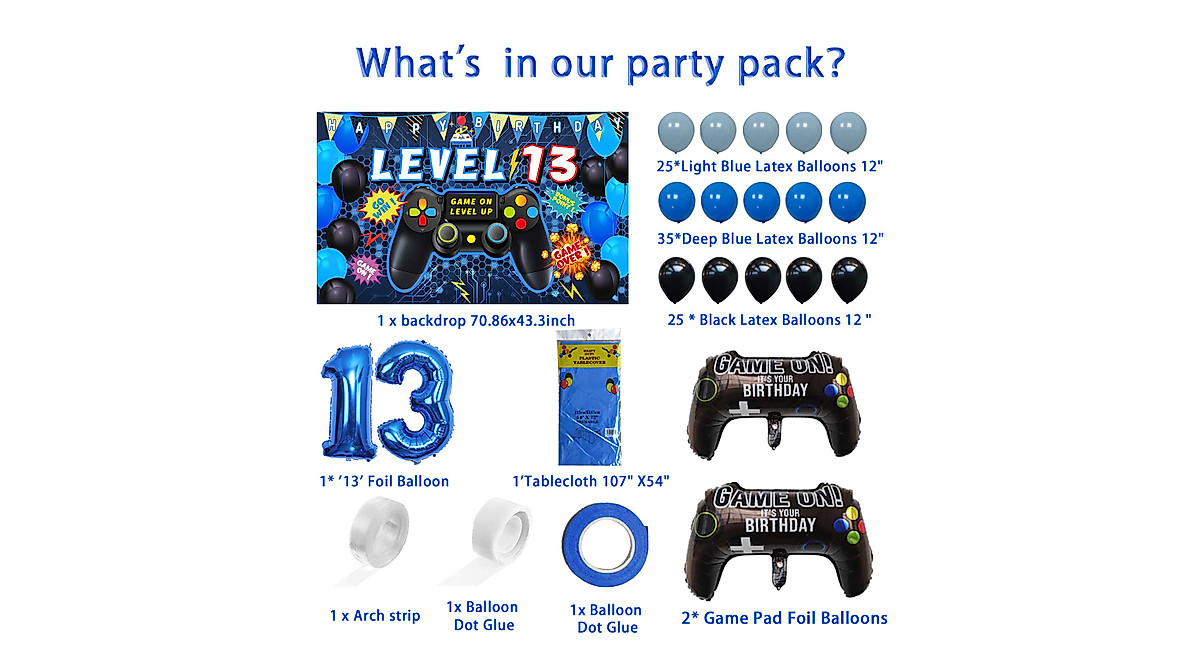 Vlipoeasn 90PCS 13th Birthday Video Game Decorations