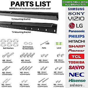 No Stud TV Wall Mount, Compatible with All Brands 32-75 inch Smart TVs, All Hardware Included No Drill, No Anchors TV Wall Bracket Hanger, Easy Install