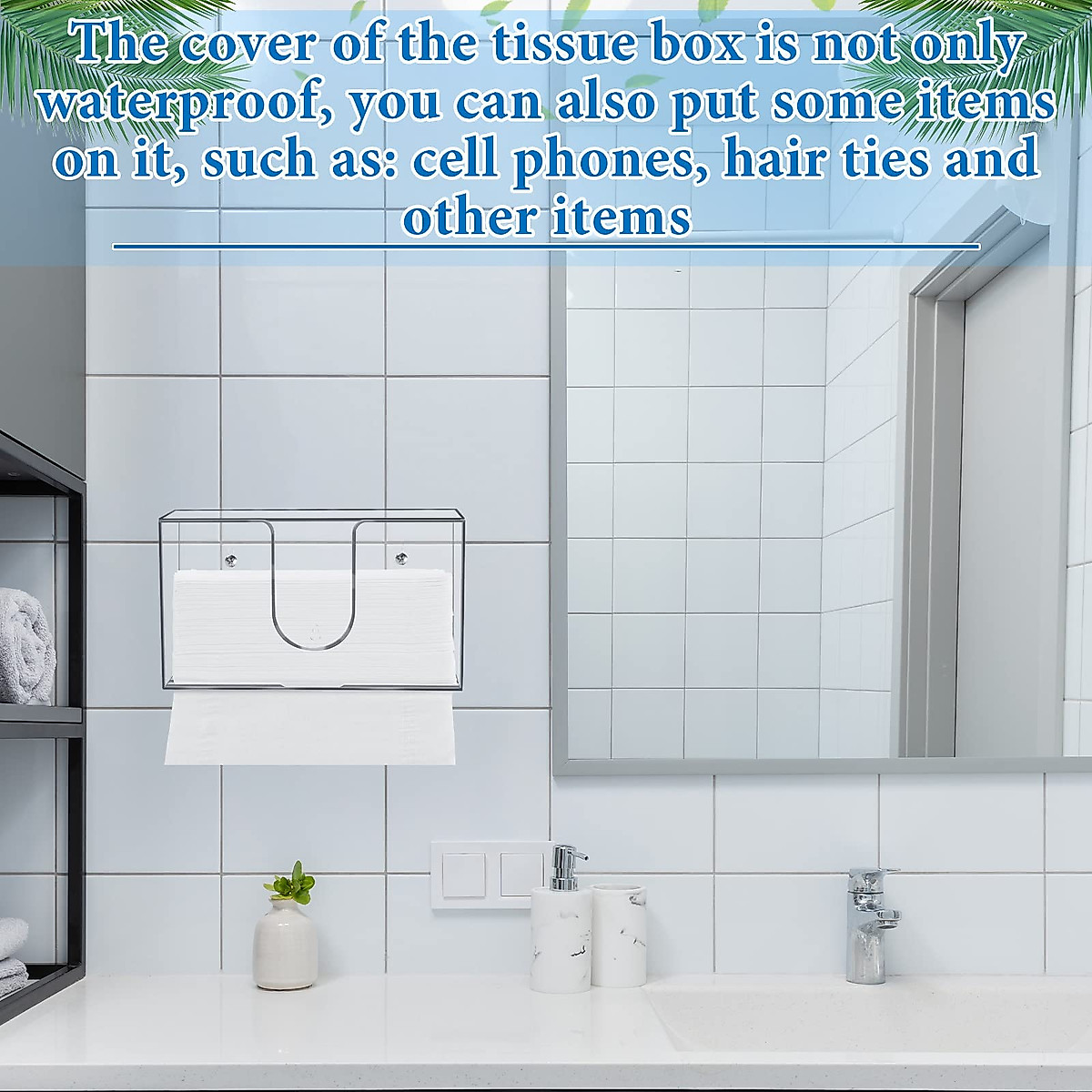 Potchen Acrylic Paper Towel Dispenser Bathroom Holder Multifold Wall Mount with Lid Clear Guest Napkin for Toilet Kitchen Z Fold, C Fold or Multi Towels (4 Pcs)