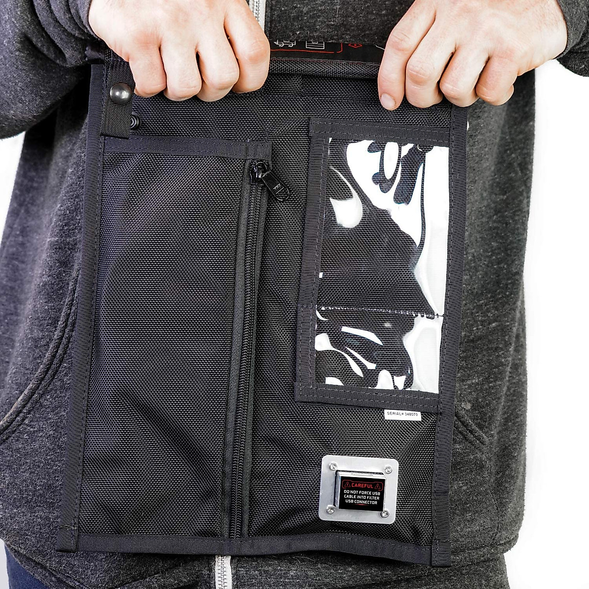 Mission Darkness Window Charge & Shield Faraday Bag for Tablets // Includes USB Filter, Transparent Window, and Cable Set for Data Extraction and Charging Devices While Shielded from RF Signals