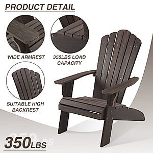 ACUEL Adirondack Chair Outdoor, Oversized Patio Chair Poly Lumber, Weather Resistant & Heavy Duty, Fire Pits Chair for Porch, Poolside, Lawn, Backyard and Garden, 350lbs Capacity (Dark Brown)