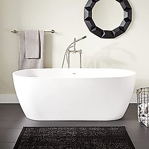 Signature Hardware 948060-59 Ocala 59" Free Standing Solid Surface Soaking Tub with Integrated Drain and Overflow