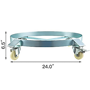 BestEquip Heavy Duty Drum Dolly 4 Swivel Caster Wheel 55 Gallon Steel Frame Non Tipping with Brake