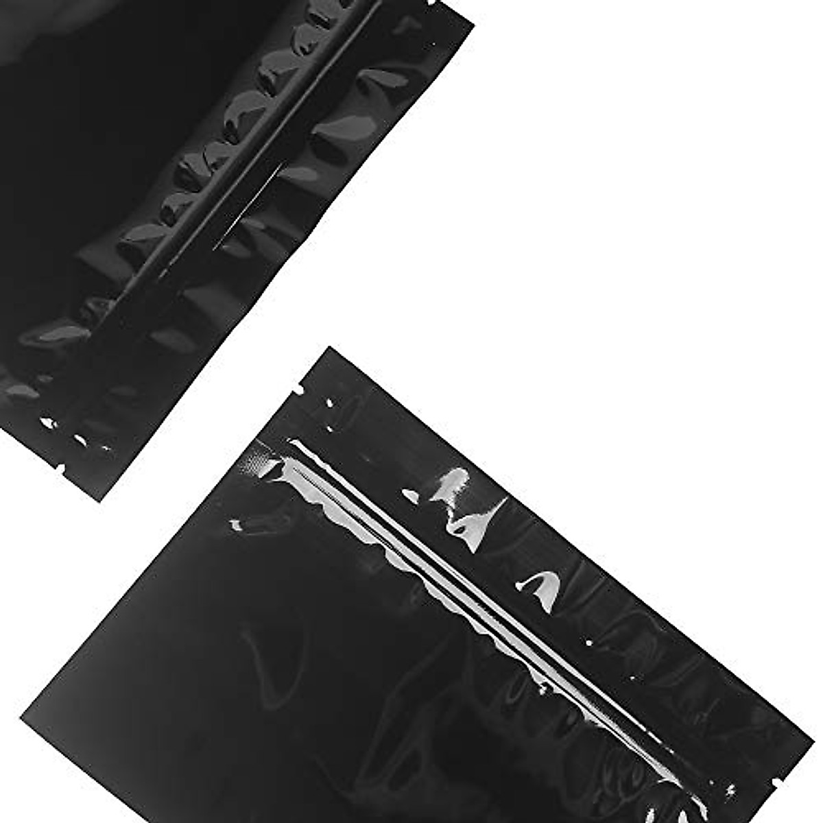 QQ Studio Pack of 100 Double-Sided Glossy Wide Mouth Smell Proof Stand Up Resealable Pouch Bags (Glossy Black, 6.5x5" (3oz))